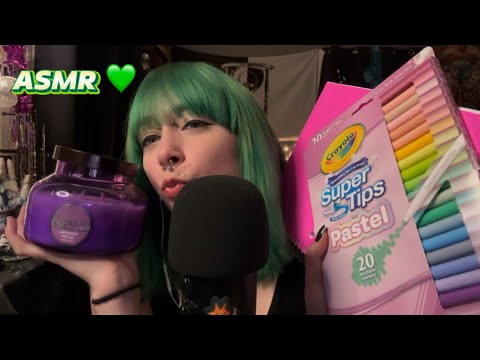 ASMR Chatty Tapping 💚 (Glass/Plastic/Writing Sounds) - YouTube