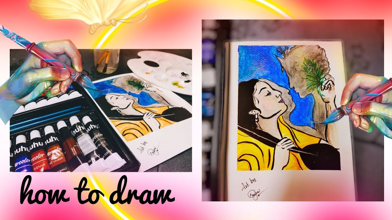 how to draw krishna and seetha in canvas /painting - YouTube