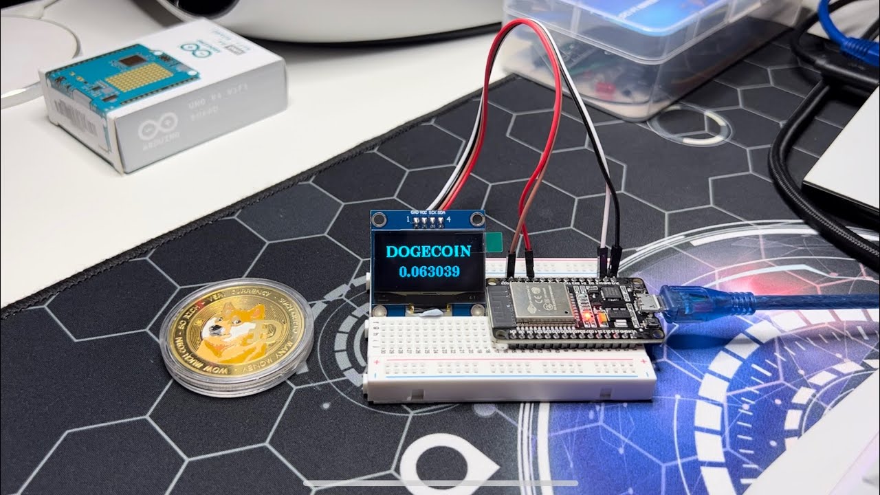 DOGECOIN price ticker using ESP32 & 128x64 OLED - YouTube