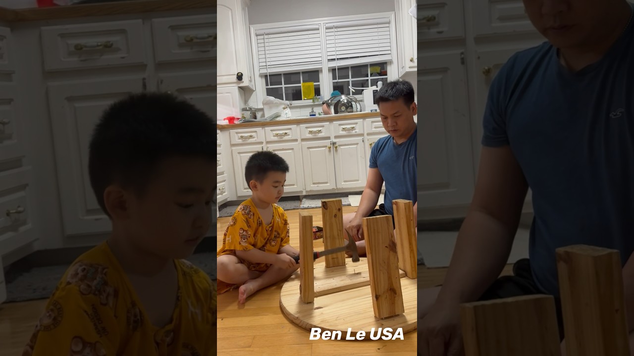 Little boy like to help his dad to fix the broken table #shorts - YouTube