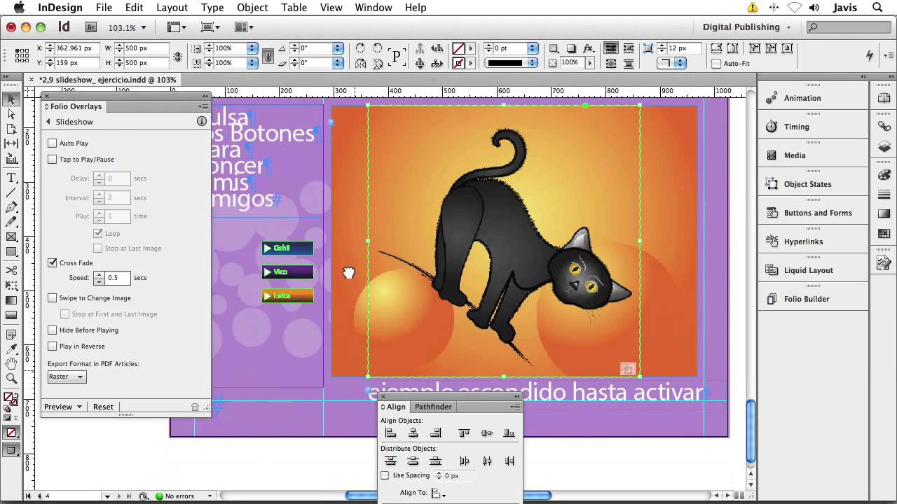 Como utilizar el panel de proyección de diapositivas de Indesign - YouTube