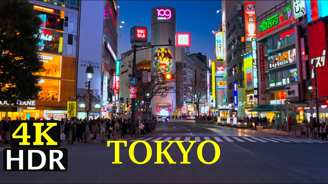 4K HDR 60fps | Tokyo Night | Driving Shibuya Sky Hachiko Crossing ...