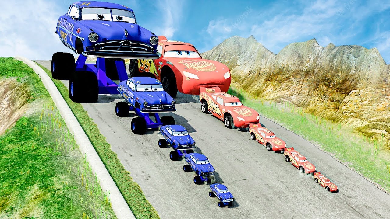 Big & Small Lightning Mcqueen vs Big & Small Monster DOC HUDSON vs DOWN ...