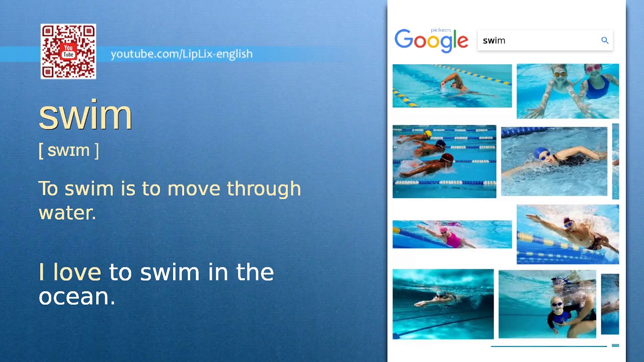 Swim : A1 level english vocabulary lesson, www.LipLix.com - YouTube