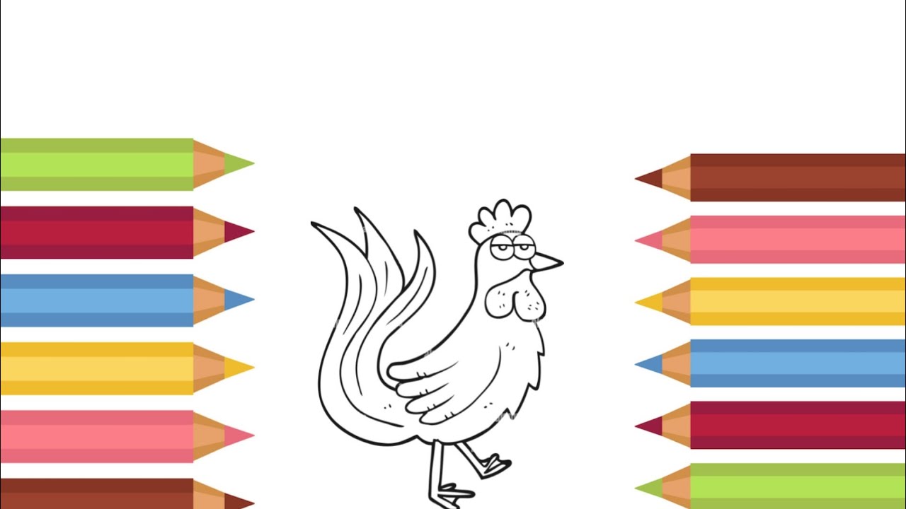 how to draw cock 🐓 how to colour cock🐓kids drawing 🤣 kids painting 🎨 ...