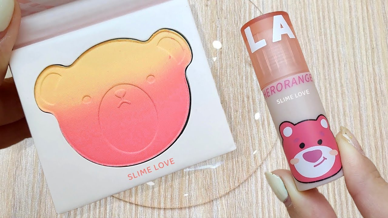 Strawberry Bear Makeup Slime Mixing! Lipstick into Slime! Oddly ...