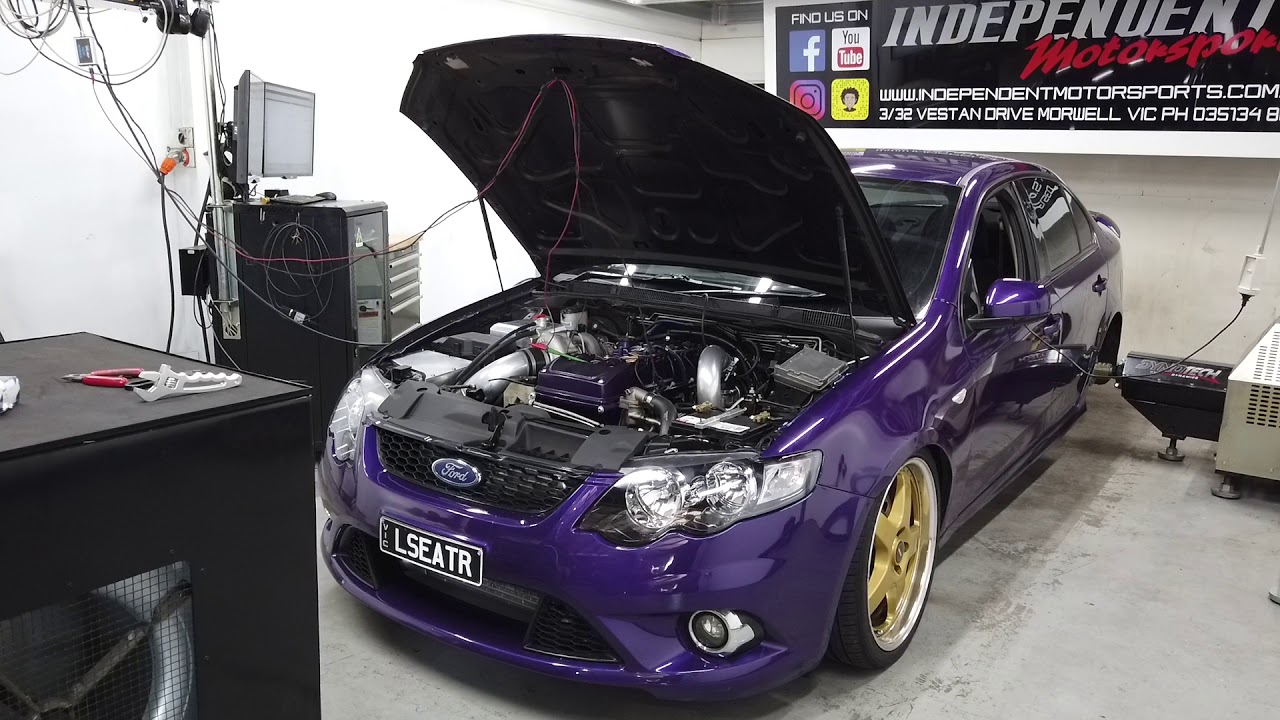 Luke's FG Turbo on the hub dyno - YouTube