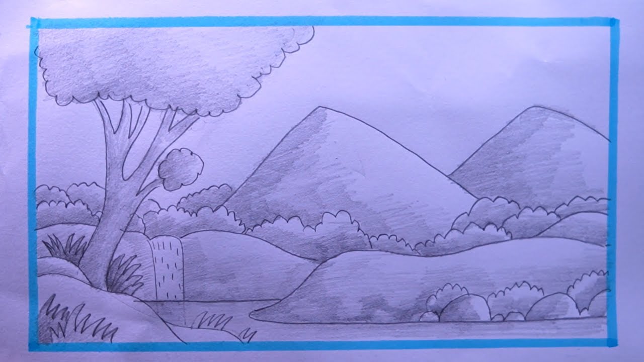 How To Draw BEAUTIFUL SCENERY Easy Step/EASY SCENERY Drawing - YouTube
