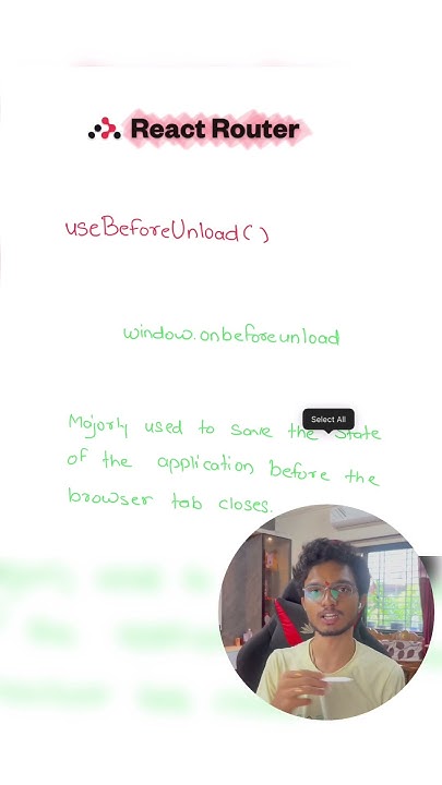 useBeforeUnload() hook 🪝 in React Router #reactrouter #usebeforeunload #omlondhe - YouTube