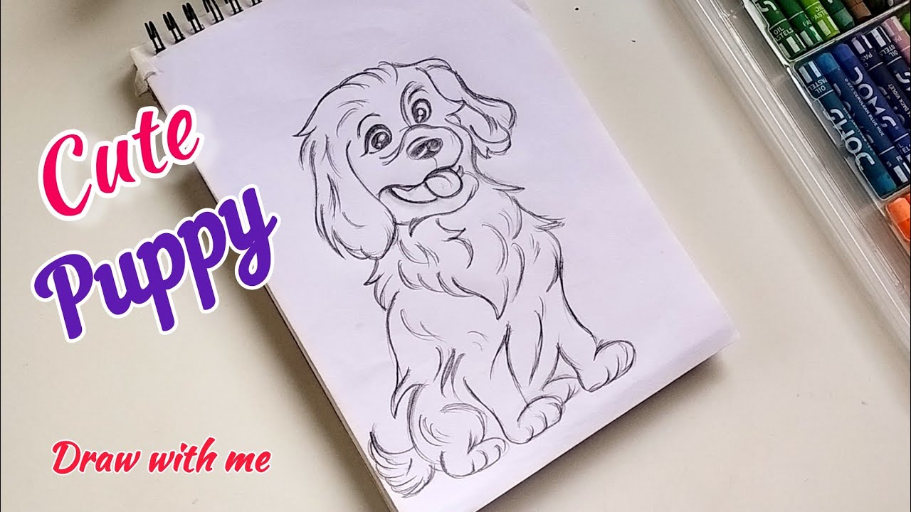 Cute Puppy Drawing Step by Step | Easy Dog Sketch for Beginners - YouTube