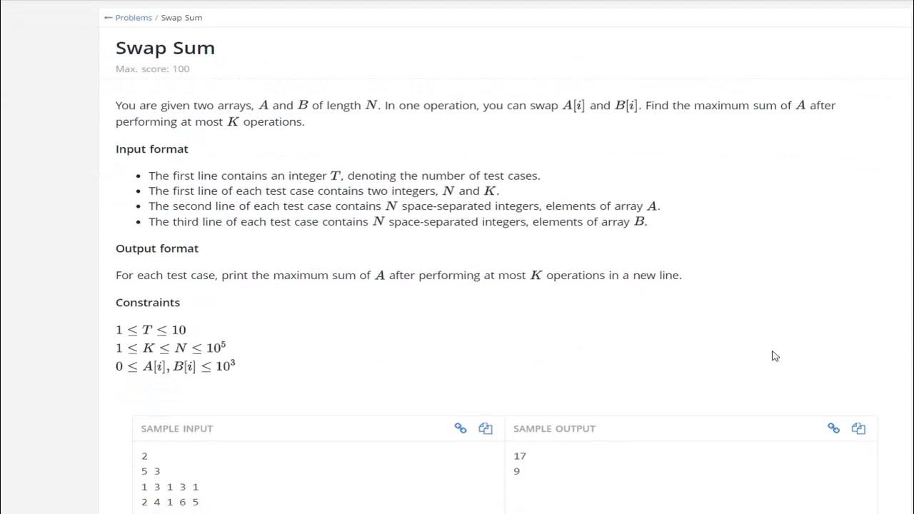 swap sum on hackerearth #swapsum #hackerearth #interview #coding # ...