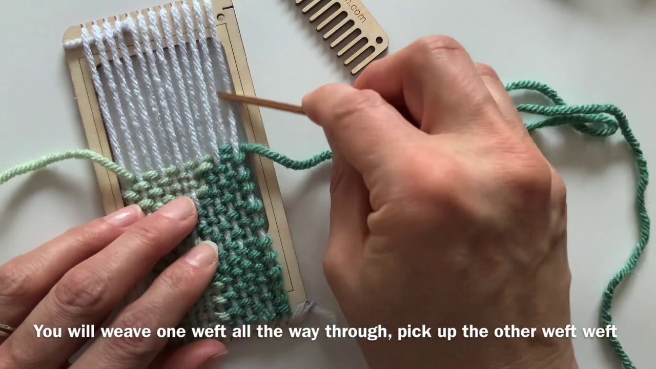 Double Interlocking Weft using Hello! Loom - YouTube