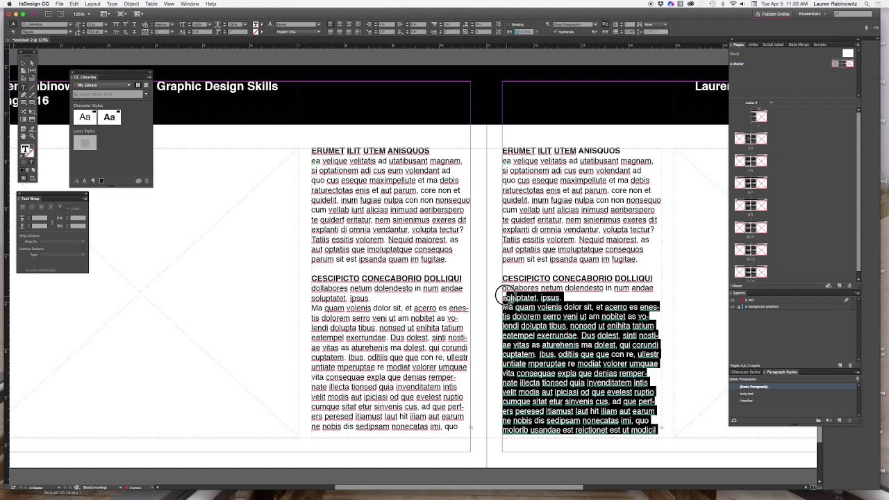 InDesign Portfolio Setup 2 - Paragraph Styles & Placeholders - YouTube