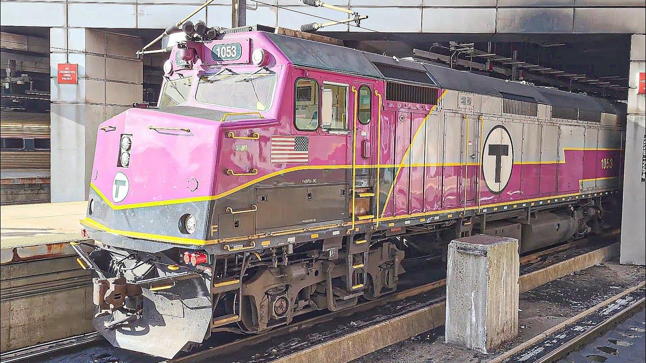 MBTA MPI F40PH-3C #1053 departs South Station - YouTube