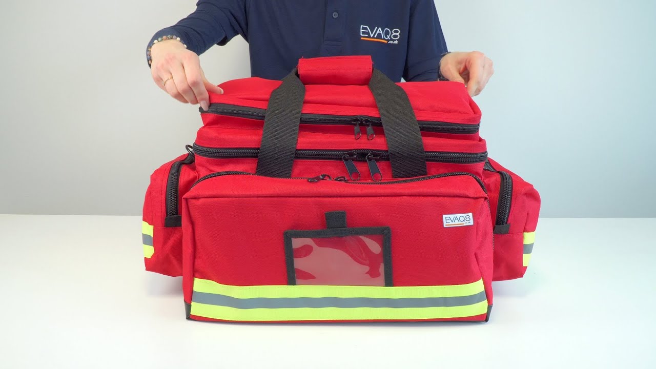 EVAQ8 Red Medical Organiser Bag Medium 42l - YouTube