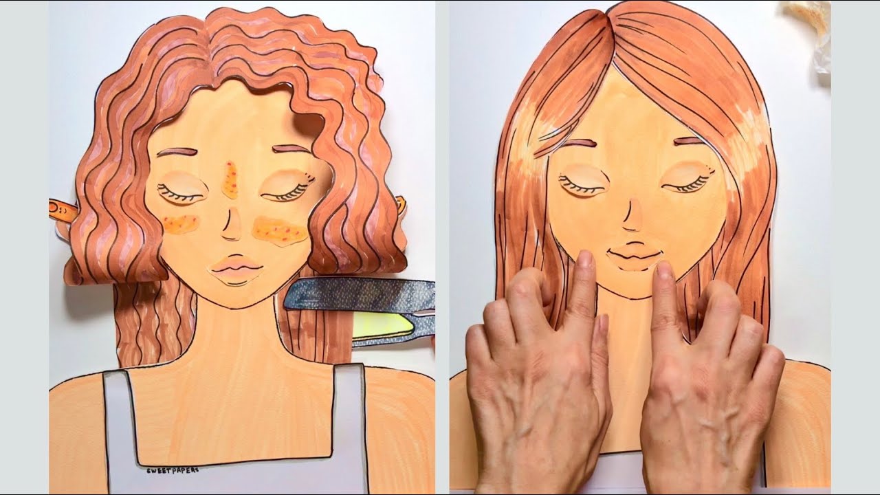 [Paper ASMR 🪸] Make up Change | cosmetics paper play #ASMR #paperdiy # ...