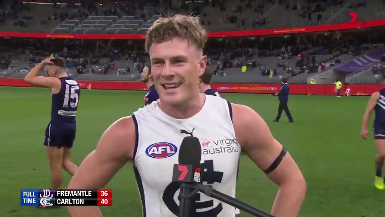 Jack Newnes after the siren goal interview | Saturday Night Football ...