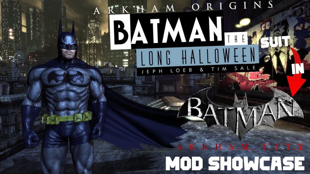 Arkham Origins Batman The Long Halloween Suit in Arkham City ! Skin MOD Showcase - YouTube