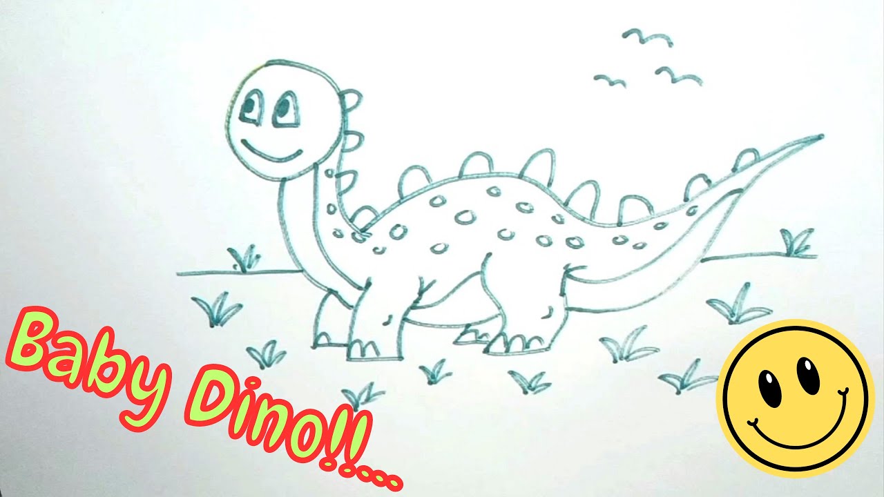 Drawing for kids - Drawing Cute Baby Dino - YouTube