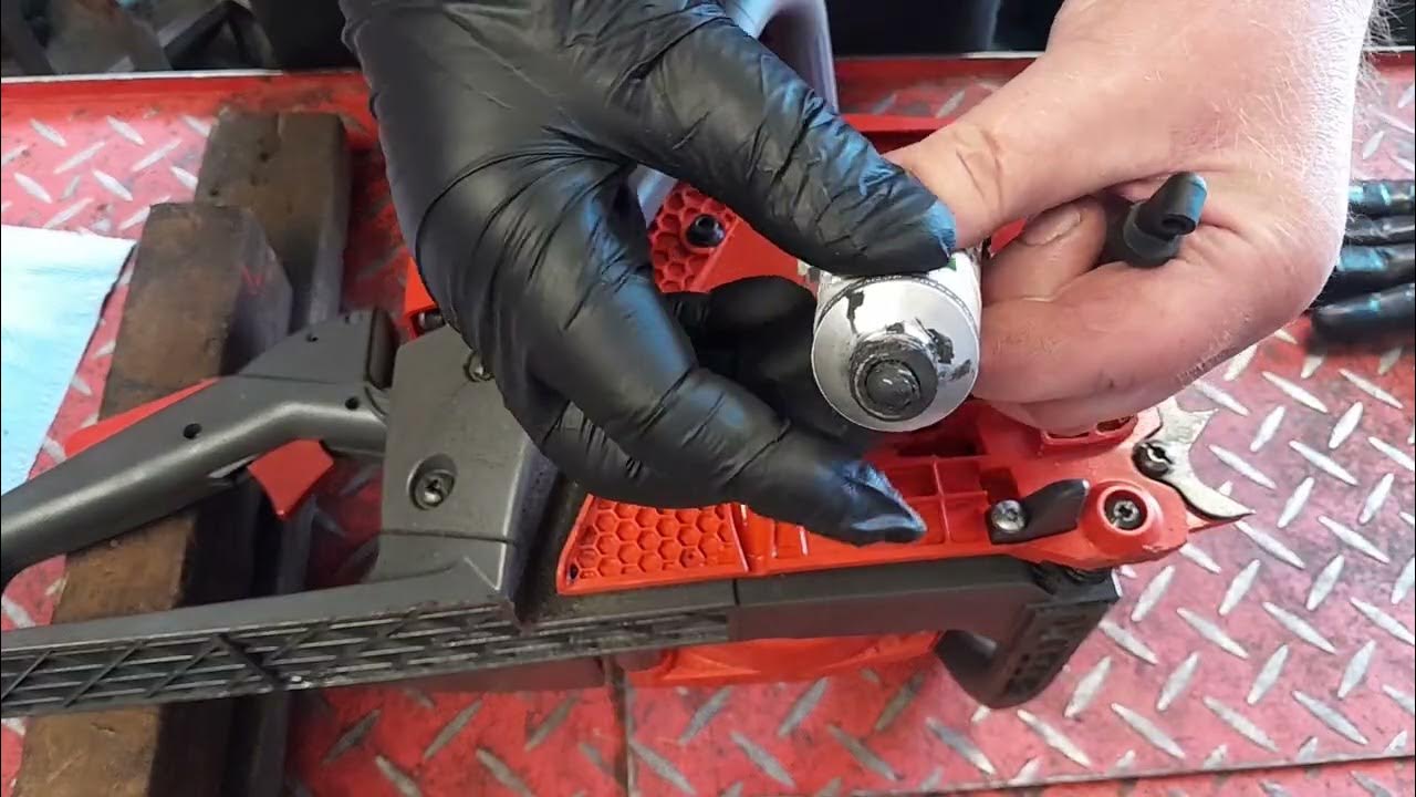 Efco 137 Chainsaw with a bad chain lube leak - YouTube