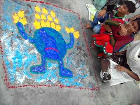 Population Rangoli Water Conservation Rangoli - YouTube