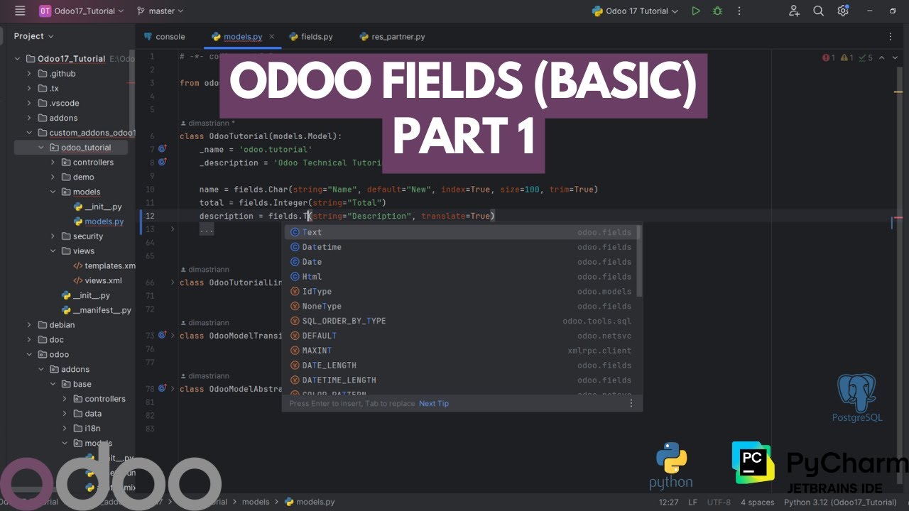 Pengenalan Odoo Fields Basic Fields Odoo 17 Development Tutorial 7 Youtube