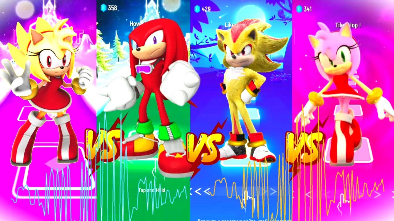 Knuckles vs Super Shadow vs Amy vs Super Amy| Funny Hop Music - YouTube