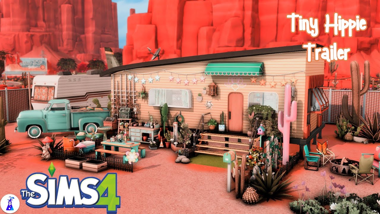I built a Tiny Hippie Trailer in The Sims 4 ! [CC] - YouTube