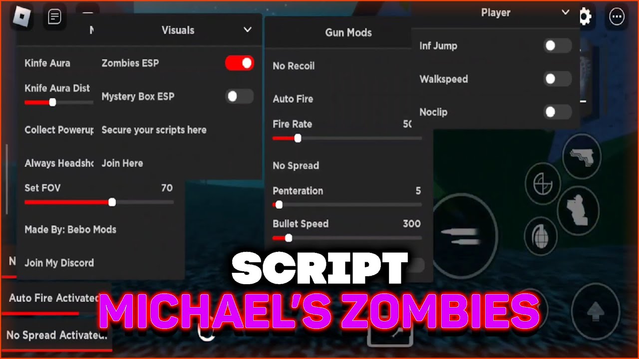 Michael Zombies Script / Hack GUI | Insta Reload, Gun Mods, Kill Aura ...