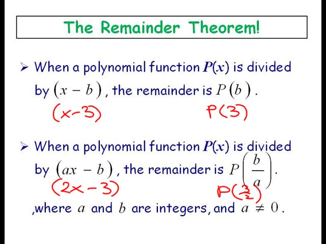 Remainder Theorem Formula Remainder Theorem (Math Grade IX Level)
