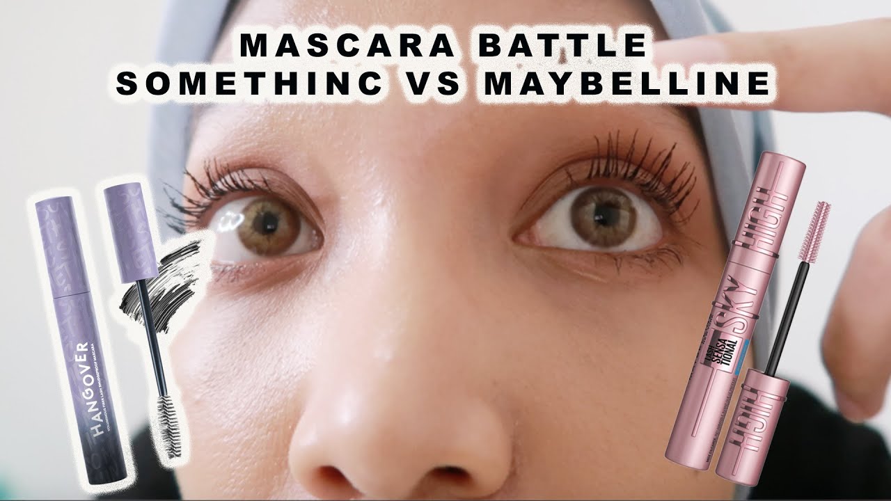 BATTLE MASCARA FAVORITE SOMETHINC HANGOVER VS MAYBELLINE SKY HIGH - YouTube