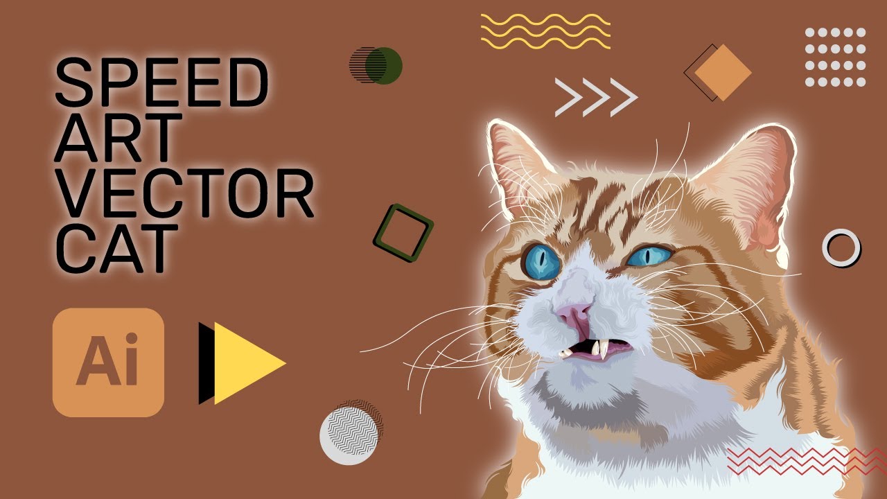 Speed art vector cat with Adobe illustrator - YouTube