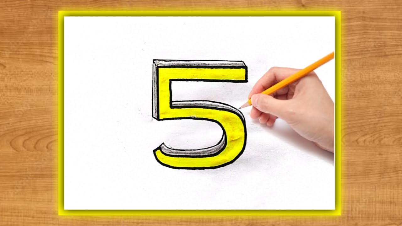 Draw 3D Digits 5 | How to Draw 3D Number 5 | Learn to Write in 3D - YouTube