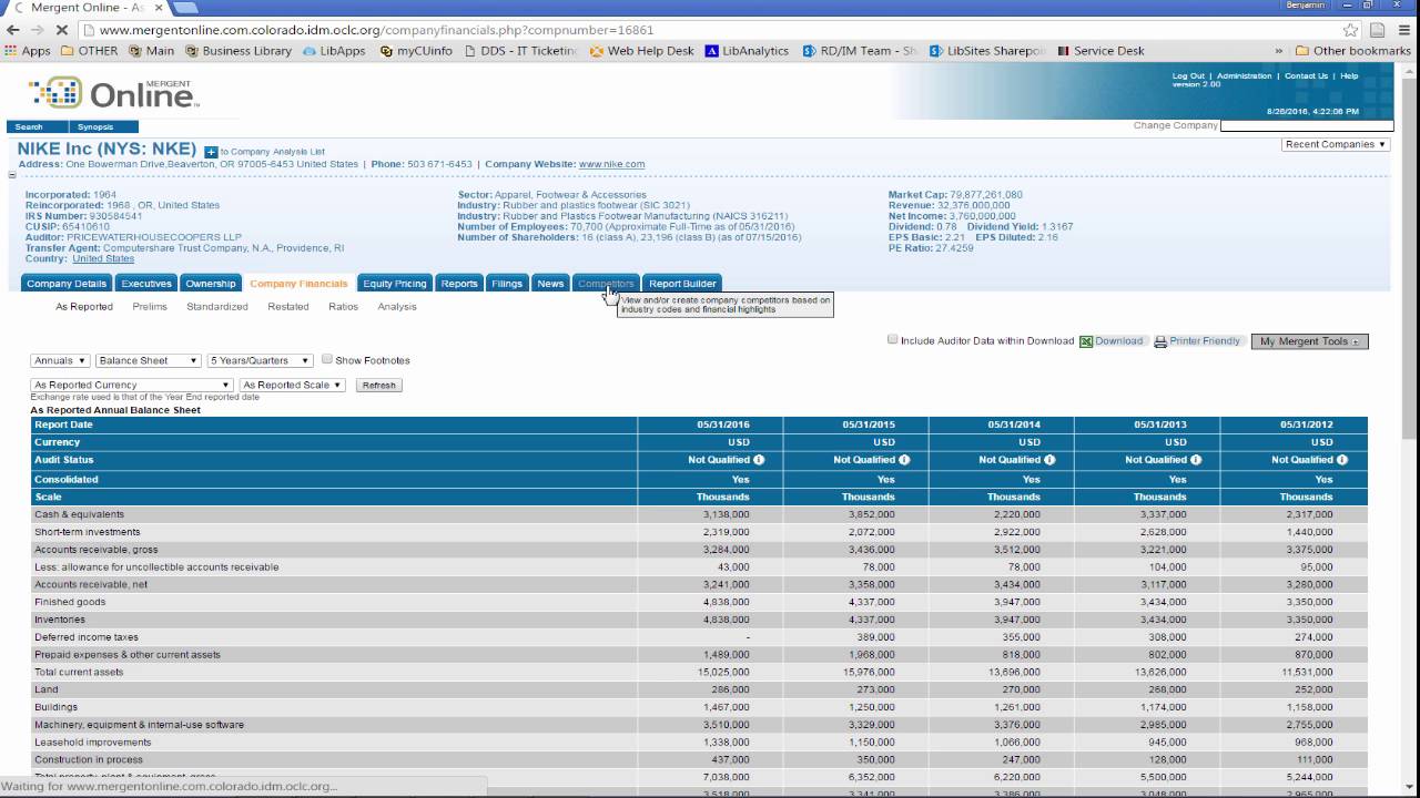 Finding Company Ratios in Mergent Online in 1 minute - YouTube