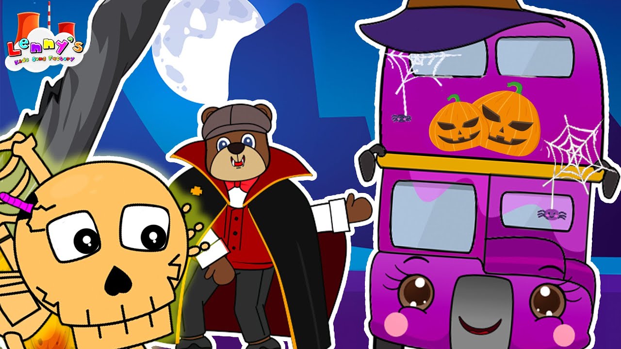 Wheels on The Bus + The Skeleton Dance| Halloween Songs for Kids - YouTube