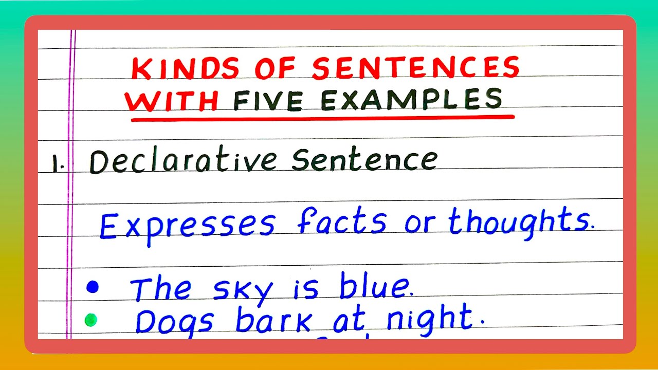 Kinds of Sentences with Five Five Examples | Types of Sentences and ...