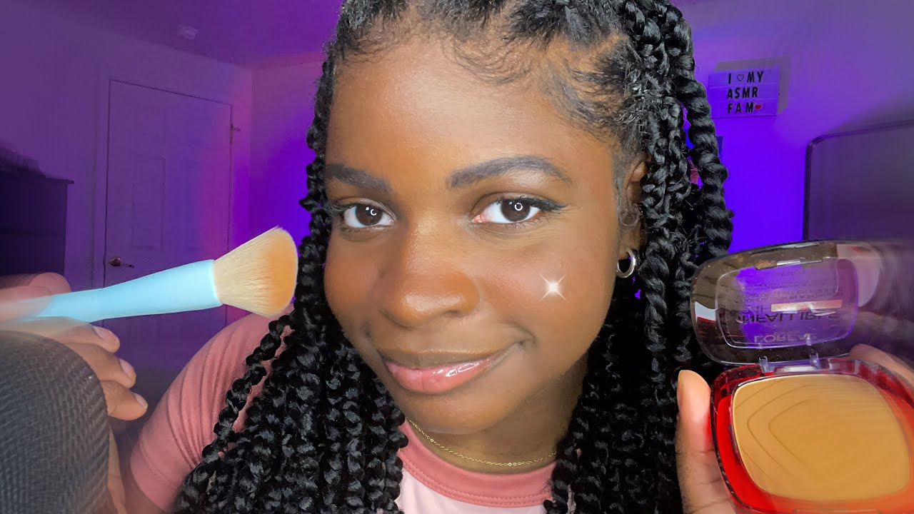 ASMR Doing My Makeup💄(laying edges, lipgloss sounds, whispering+) - YouTube