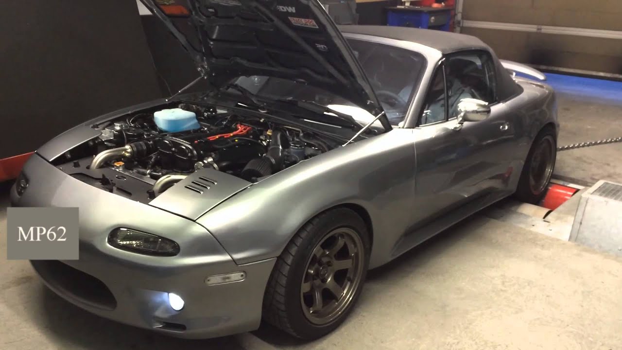 Dyno Run + Flames Exhaust Miata MX-5 1.8 MP62 Supercharger 263.7 HP ...
