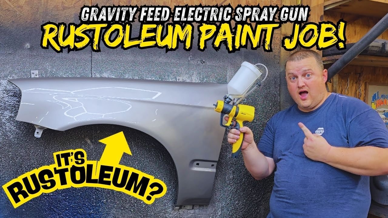 GRAVITY FEED WAGNER 4300 ELECTRIC SPRAY GUN RUSTOLEUM PAINT JOB WITH ...