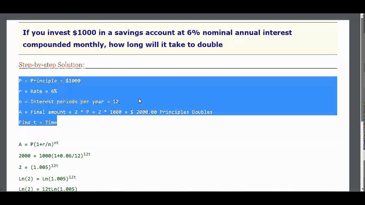 Compound Interest Word Problem Solver - YouTube