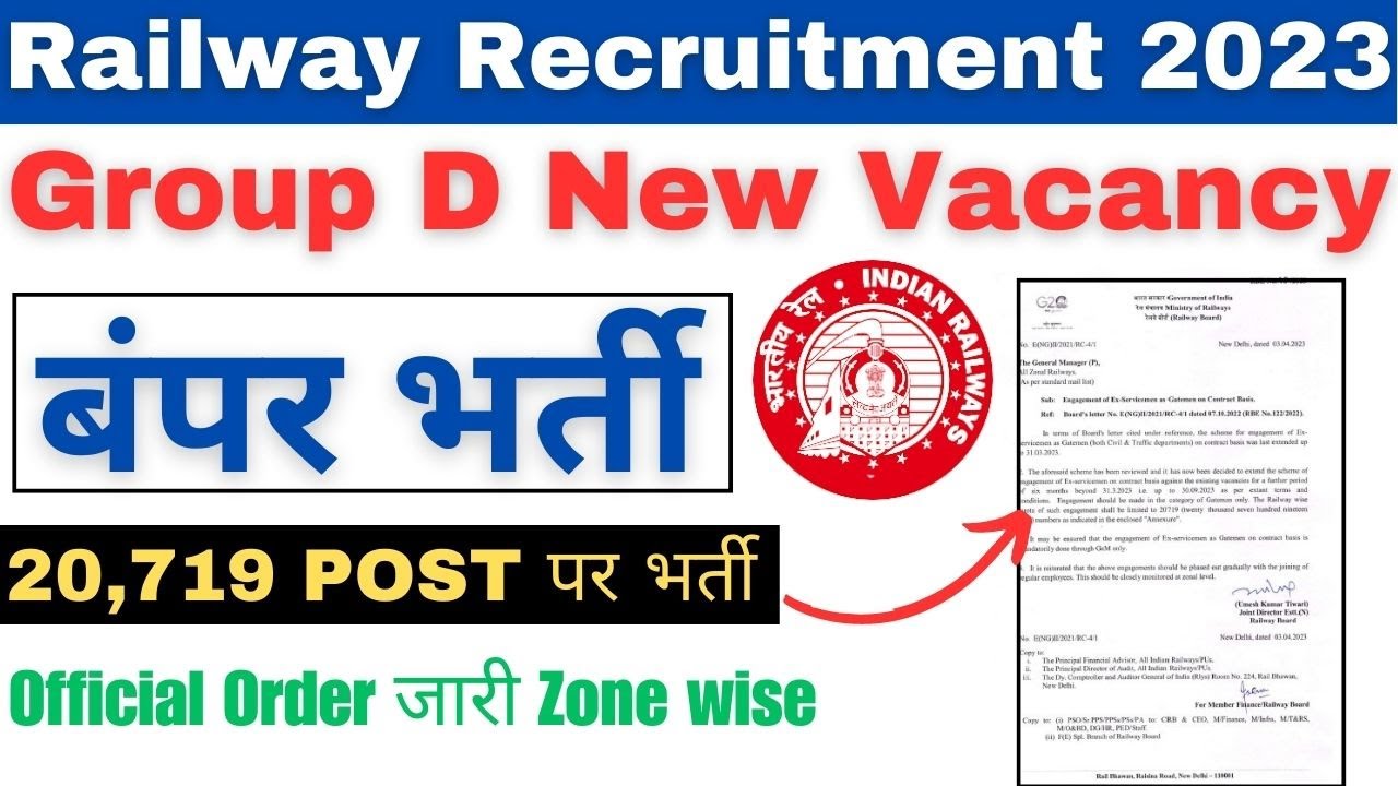 Railway Group D New Vacancy 2023 || 20,719 POST पर भर्ती Official Order ...