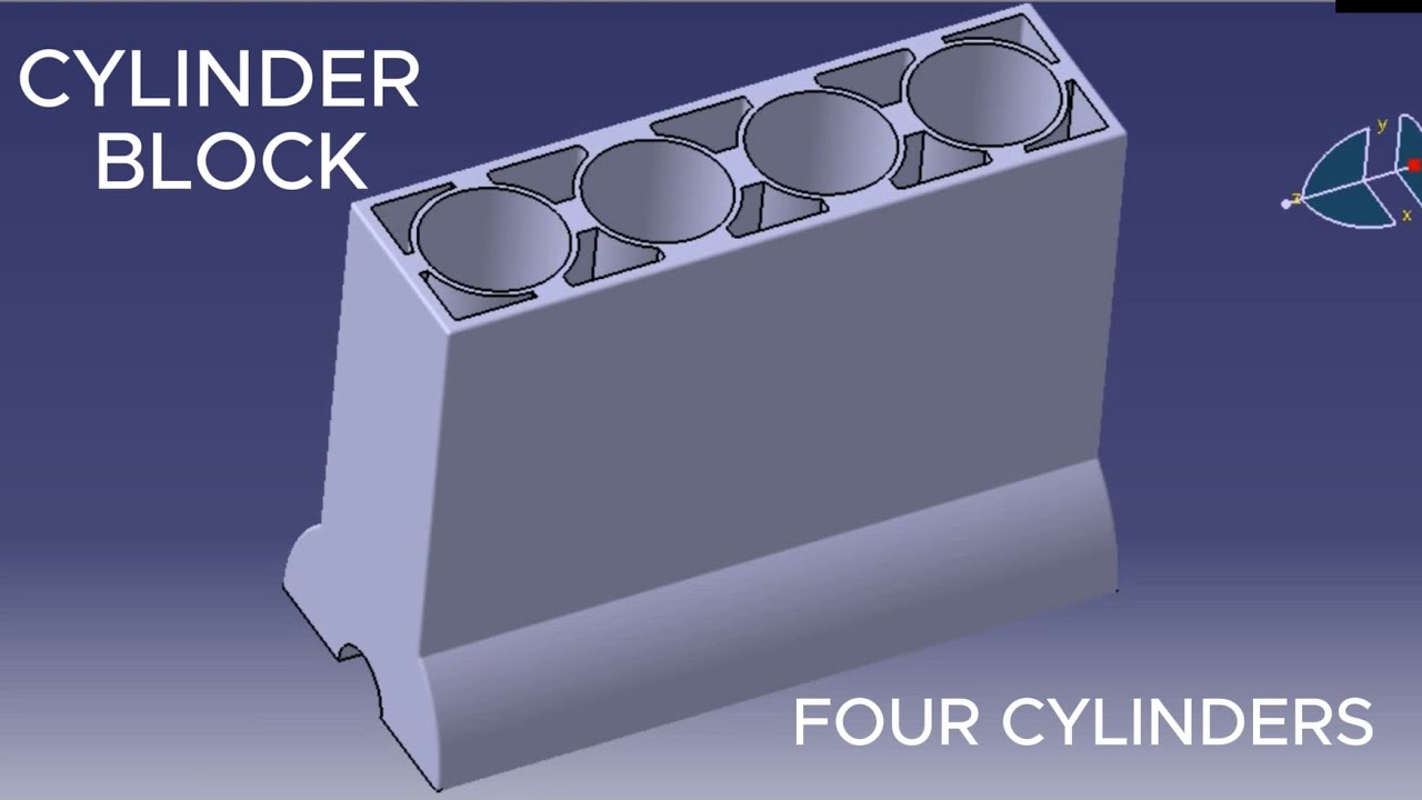 CATIA V5 - Engine Cylinder Block (4 Cylinders) - YouTube