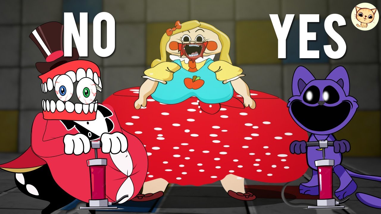 Fat Caine and Catnap Smiling Critters inflation Fat Miss Delight - YouTube