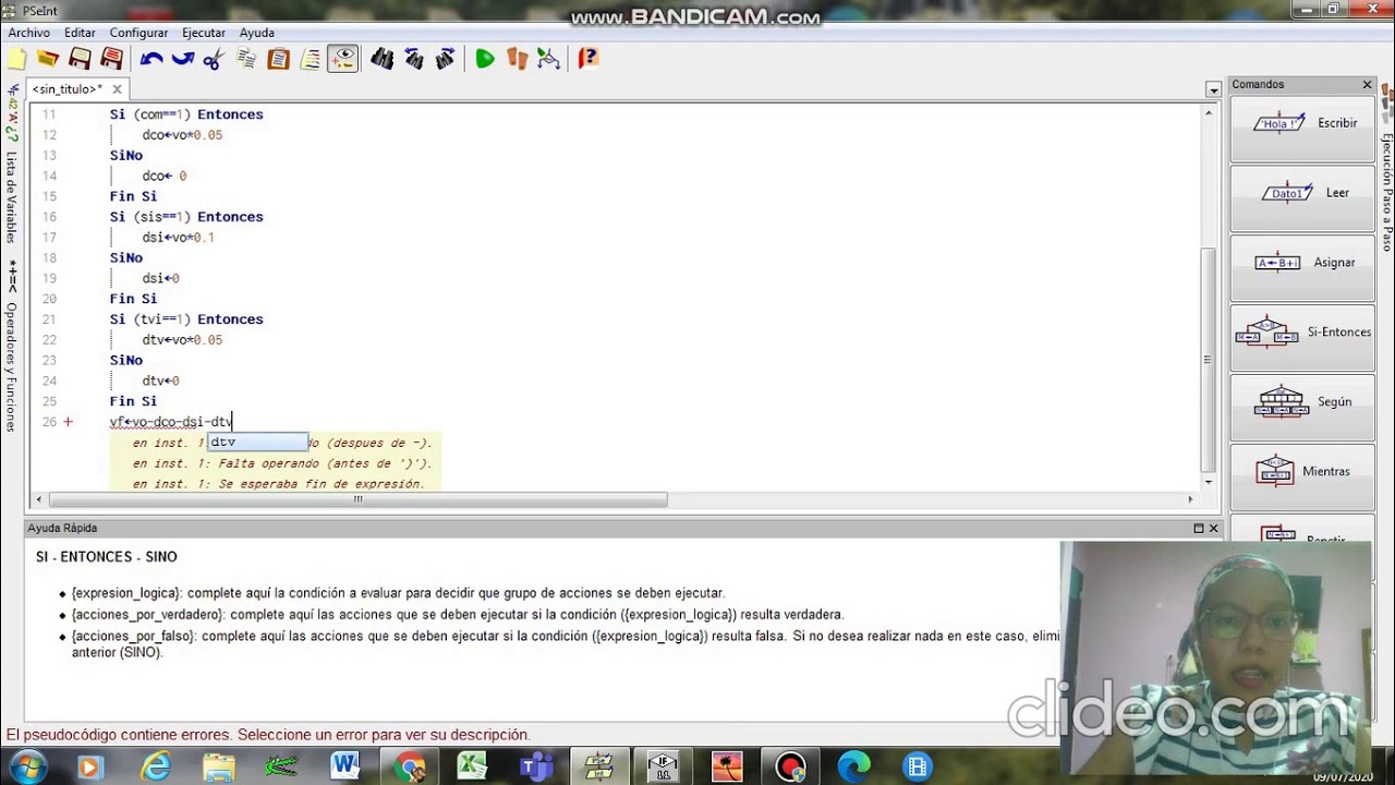Algoritmo de créditos universitarios, con condicionales; Explicado en los programas Pseint y Dfd ...