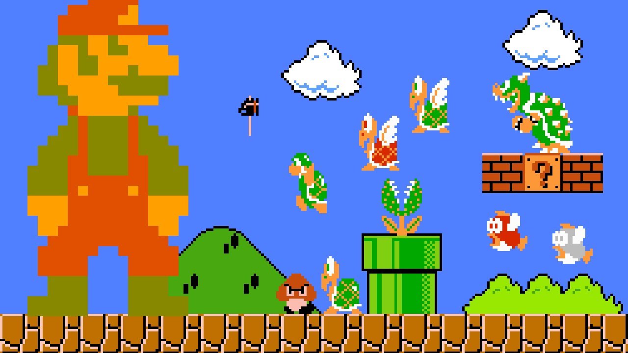 Super Mario Bros. 1 (NES) Mega Giant Mario Bros - Romhack - YouTube