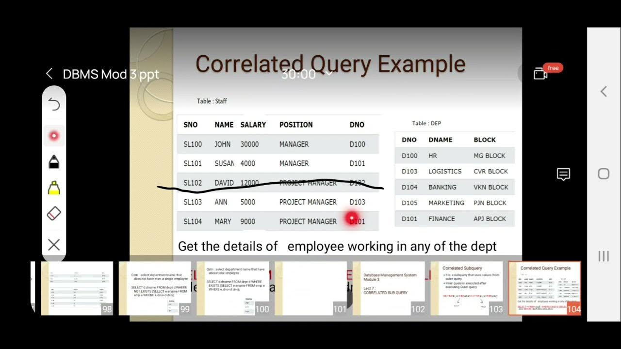 DBMS MOD 3 LECT 7 Correlated Sub Query and Views - YouTube