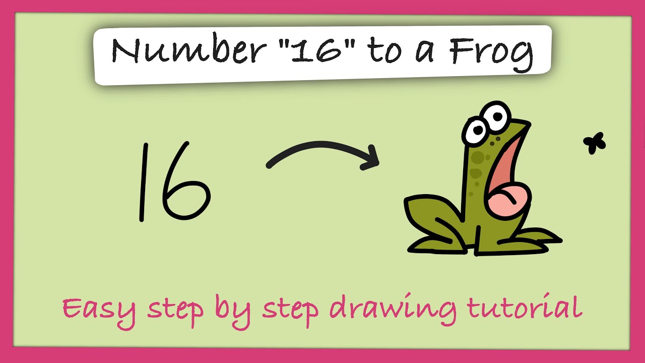 How to draw a frog from number 16 | Drawing from numbers | Frog Art ...