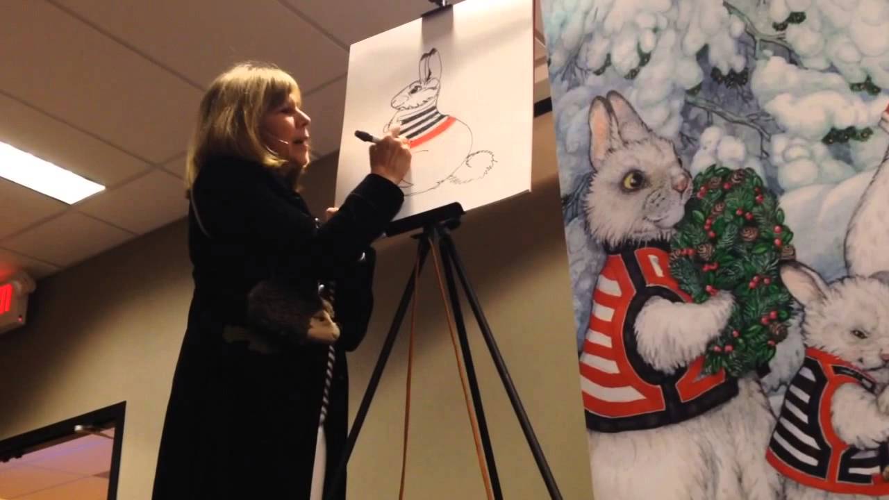 Jan Brett draws Snowshoe Rabbit - YouTube