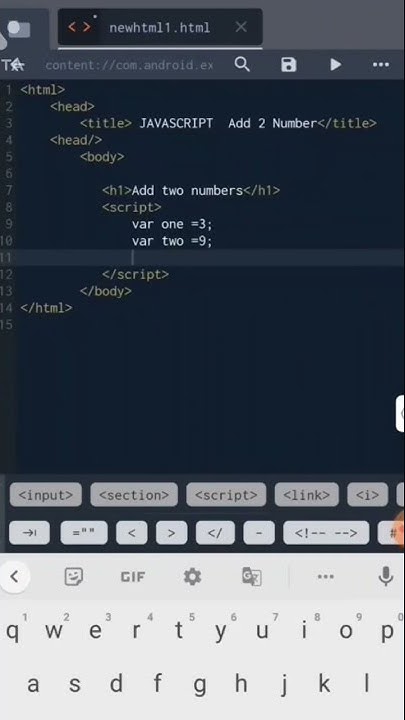 Example-1 javascript add two numbers in hindi | #javascript #shorts #viral #code #gulshanacademy ...