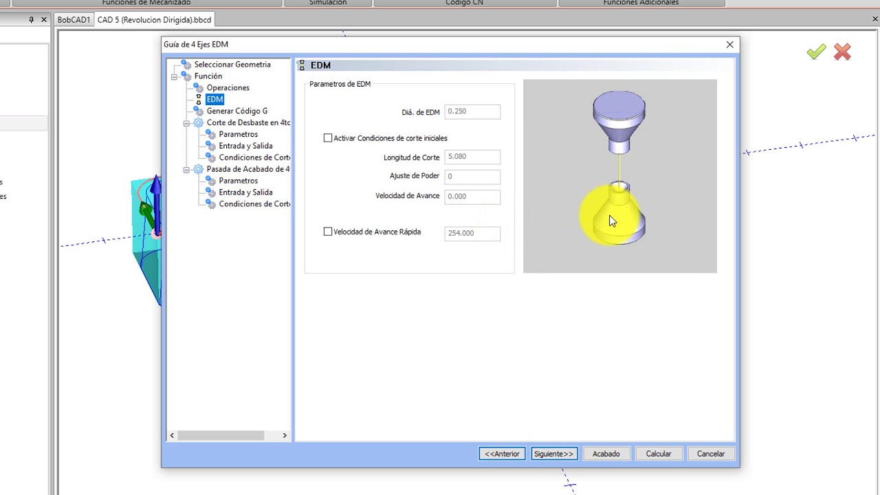 097 CAM Programacion 27 Wire Abierto Angulo y 4 Ejes - YouTube